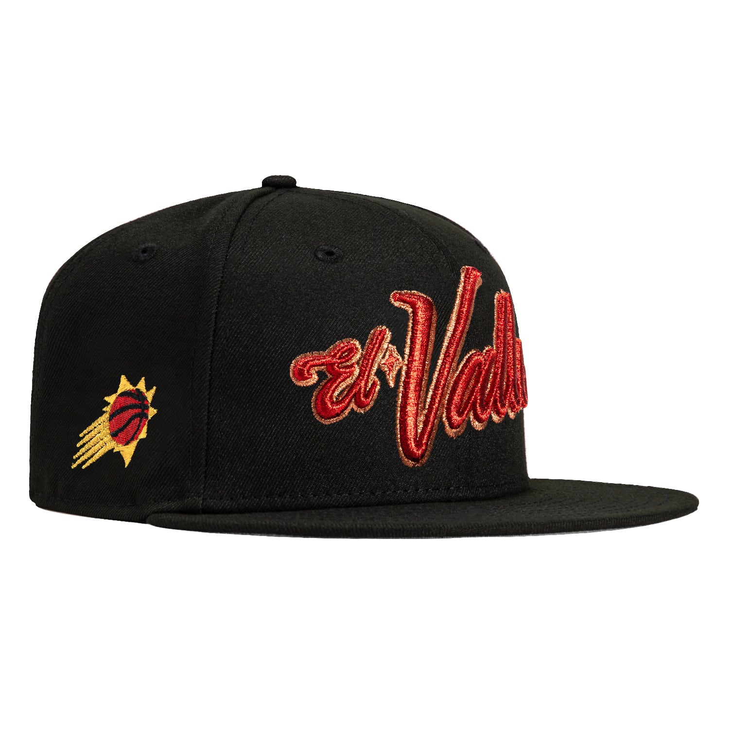 New Era 59Fifty Phoenix Suns Logo Patch El Valle Hat - Black, Red, Met ...