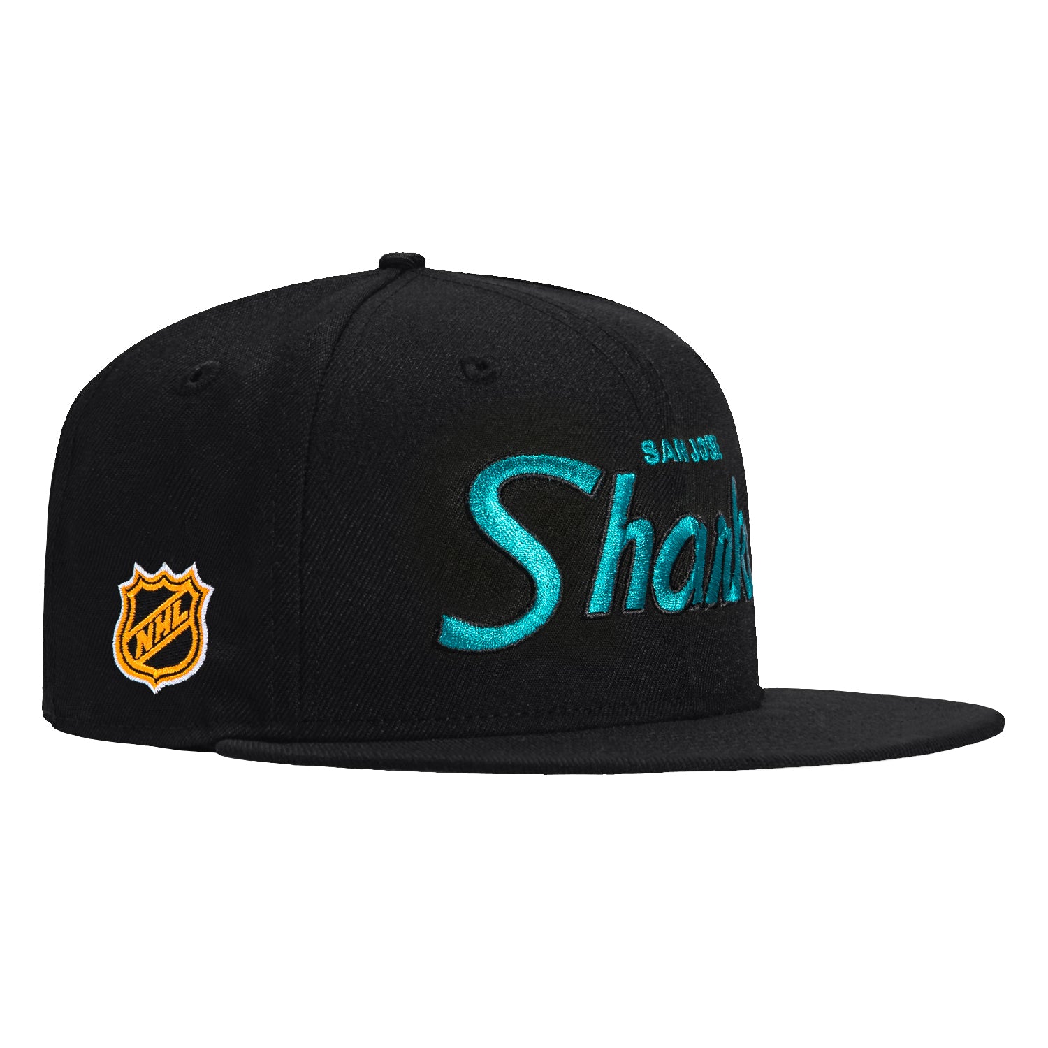New Era 59Fifty San Jose Sharks Script Hat - Black, Teal – Hat Club