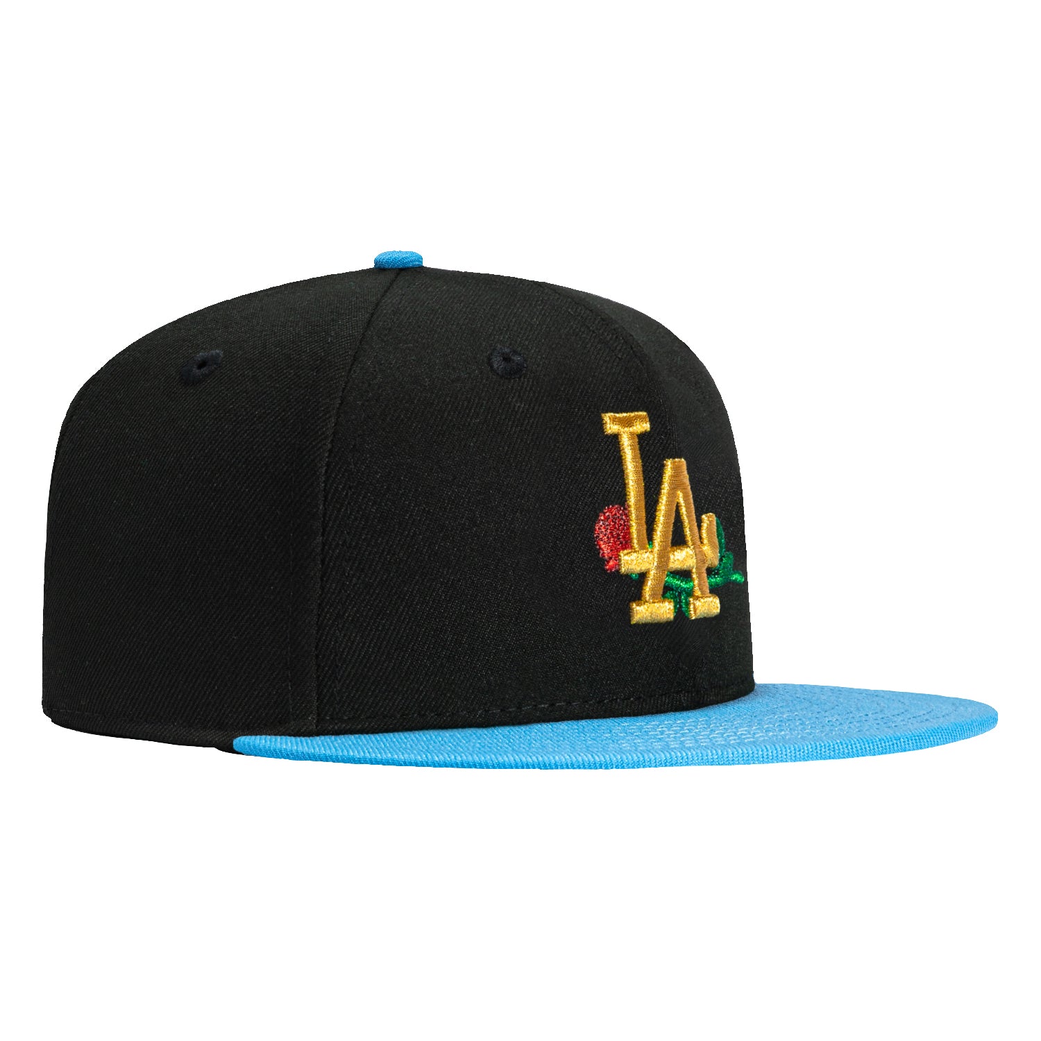 New Era 59Fifty Los Angeles Dodgers Rose Hat - Black, Light Blue, Meta ...