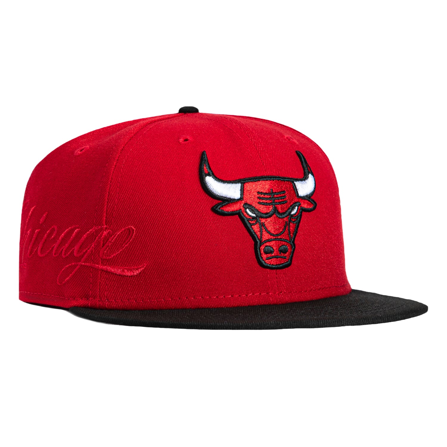 New Era 59Fifty Side Script Chicago Bulls Script Patch Hat - Red, Blac ...