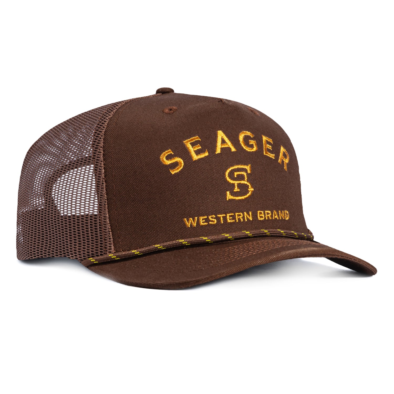 Seager Western Brand Trucker Snapback Hat - Brown – Hat Club